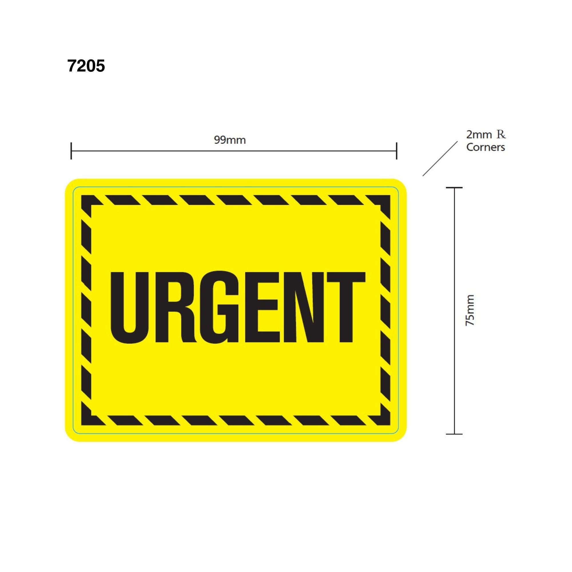 Dispenser Labels 75mm x 99mm Yellow (1000/roll) - URGENT - insignia