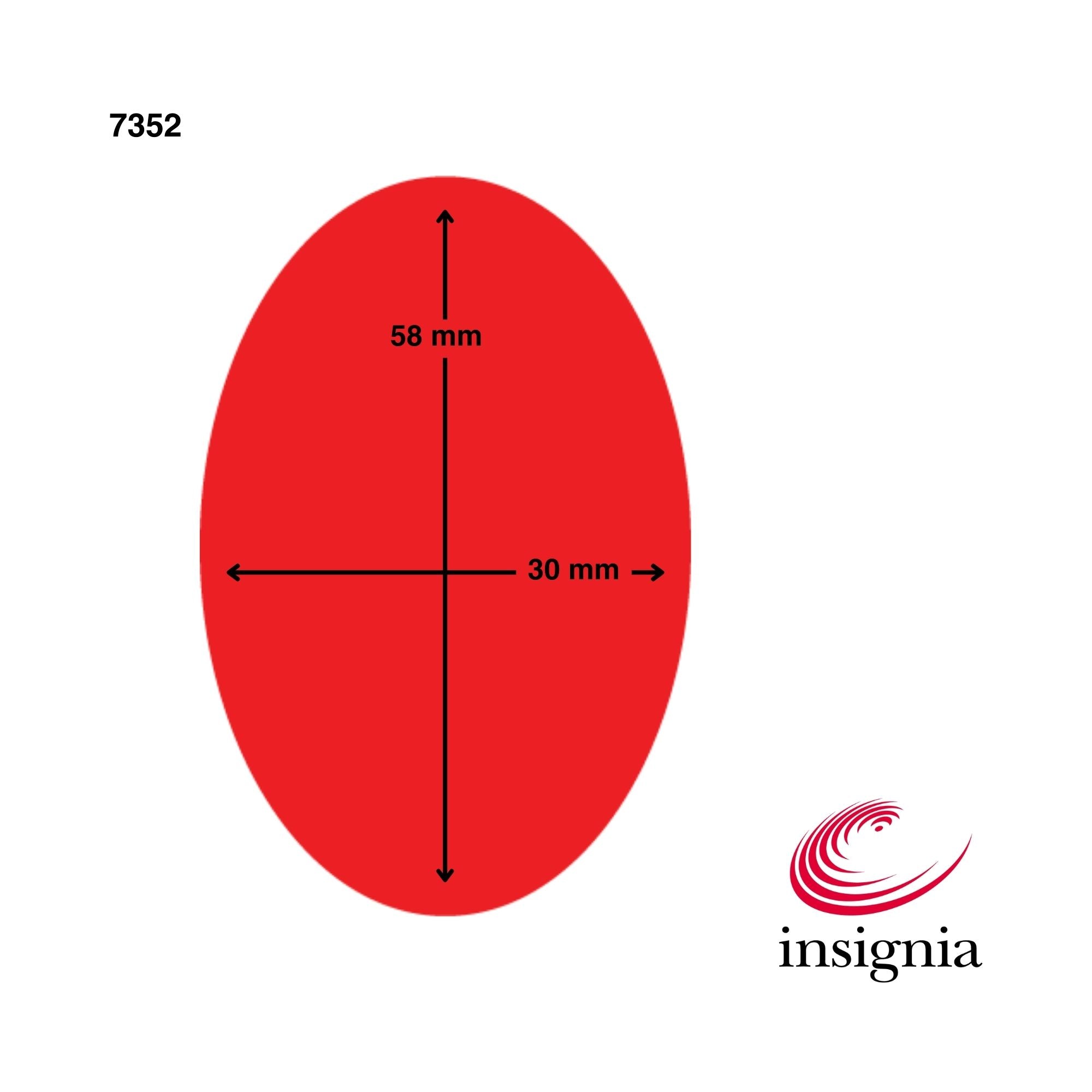 Fluoro Red Oval Thermal Transfer Labels 30mm x 58mm (1000/roll) - insignia