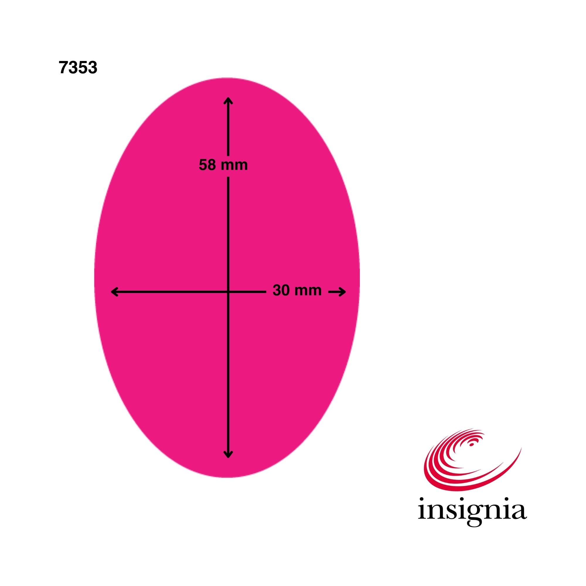 Fluoro Pink Oval Thermal Transfer Labels 30mm x 58mm (1000/roll) - insignia