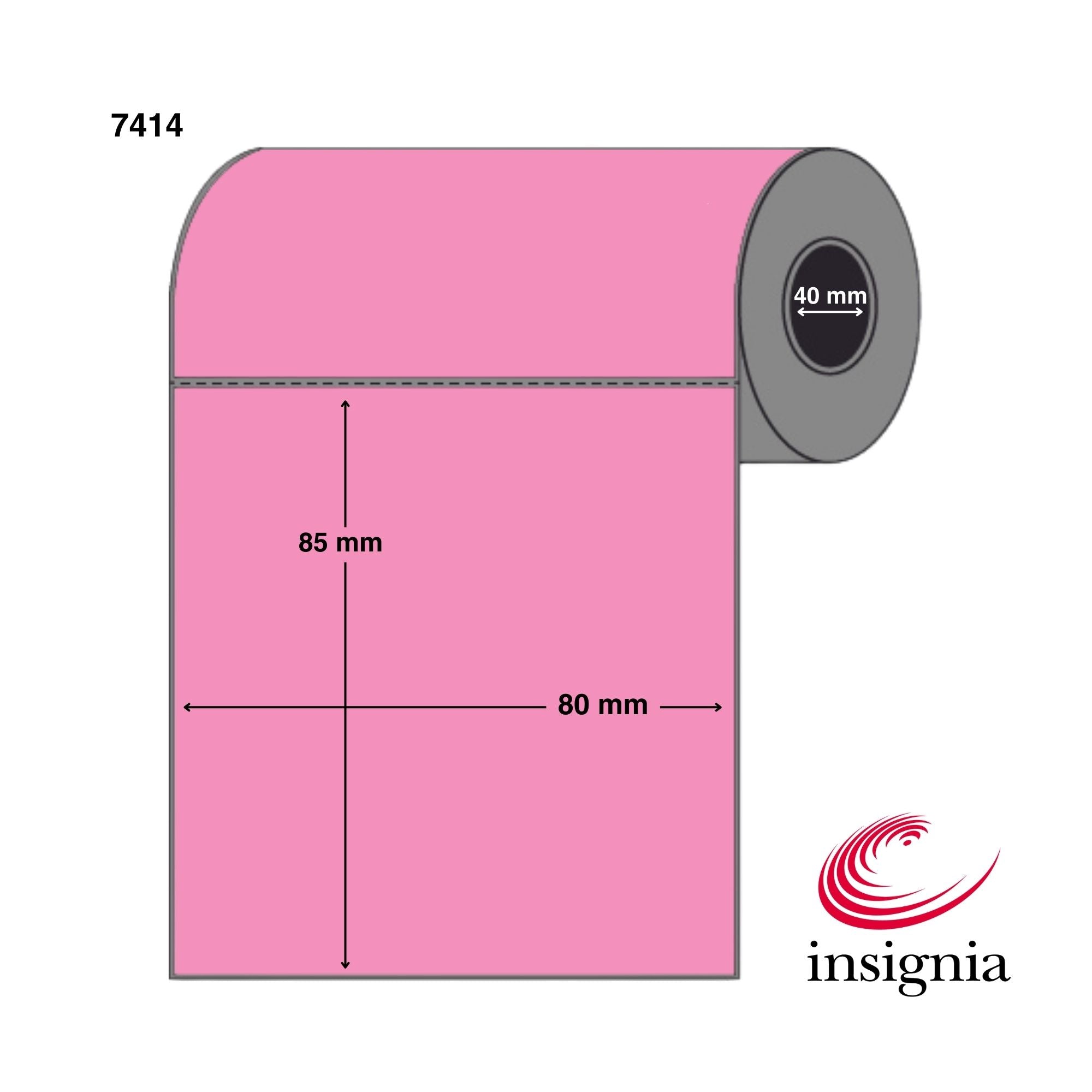 Pink Thermal Direct Labels 80mm x 85mm (1700/roll) Perforated - insignia