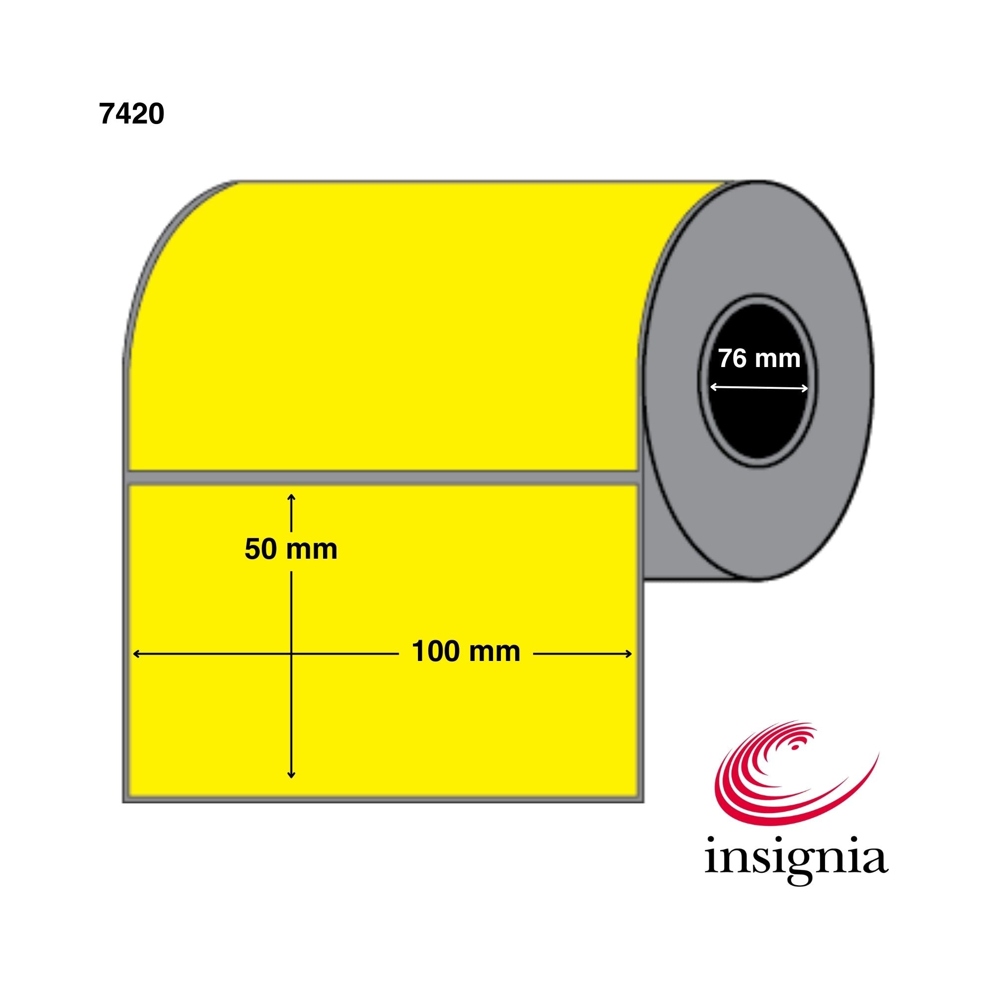 Fluoro Yellow Thermal Transfer Labels 100mm x 50mm (3000/roll) - insignia
