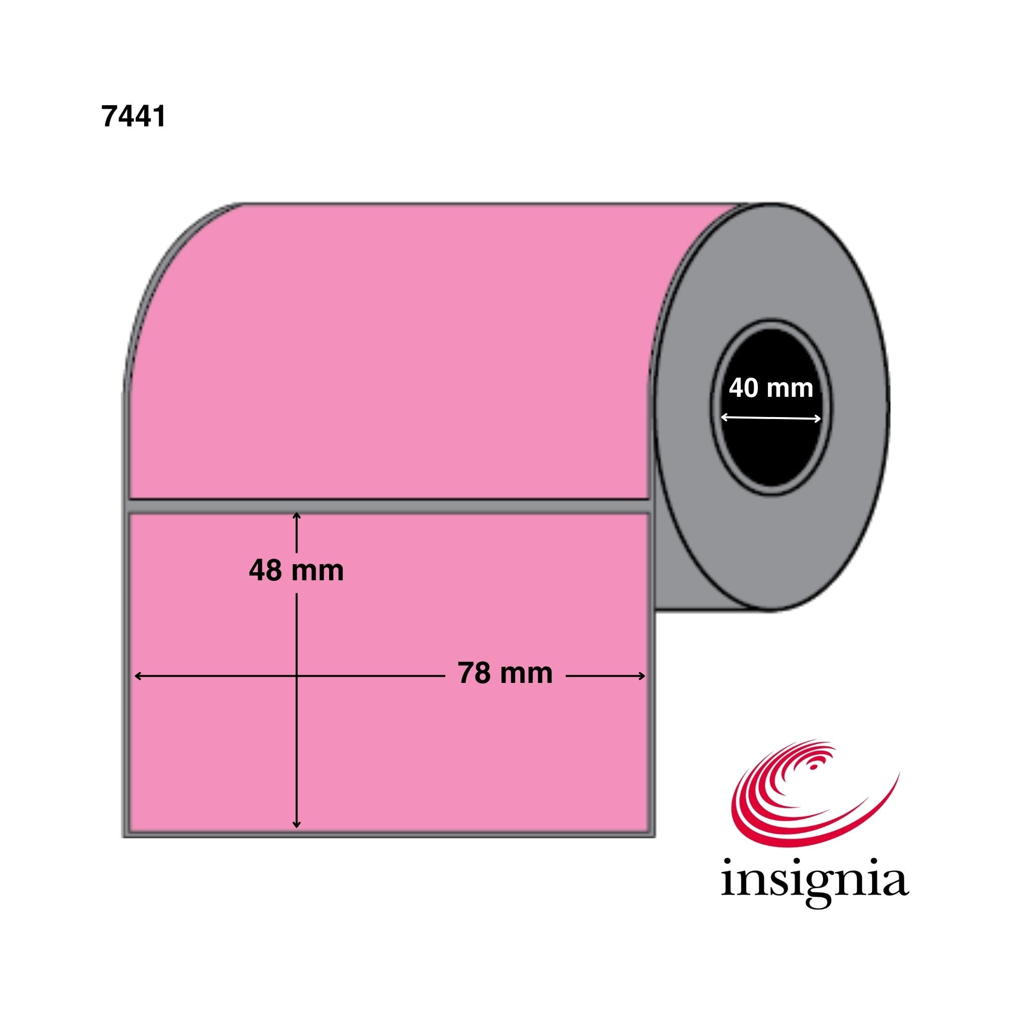 Pink Thermal Direct Labels 78mm x 48mm (2950/roll) - insignia