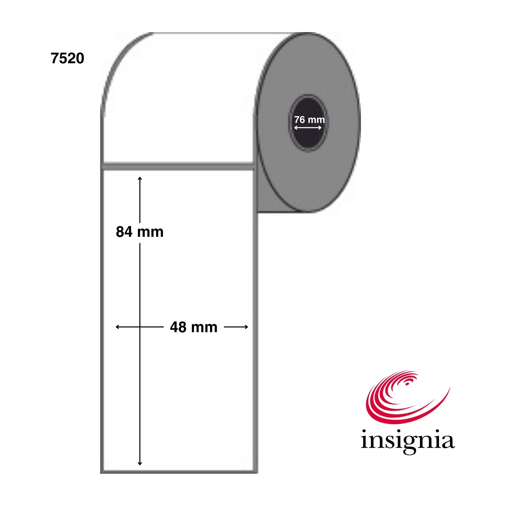 White Thermal Direct Labels - 48mm x 84mm (1500/roll) - insignia